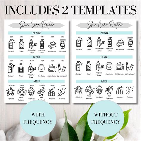Printable Skincare Routine Template Editable Skincare Chart Daily