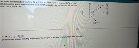 Solved Two Forces Of Magnitude 40 Newtons N And 30 N Act