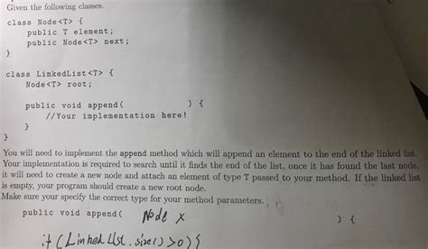 Solved Given The Following Classes Class Node Public T