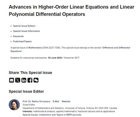 Mathematics Mdpi On Linkedin Higher Linear Equations Polynomial Operators Applications