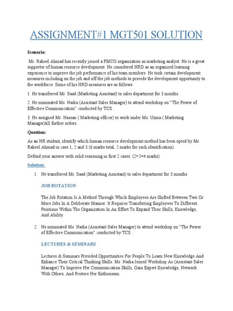 Assignment 1 Solution Mgt501 Pdf