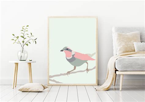 Green Bird Art Print Birds Printable Wall Art Wall Art Etsy
