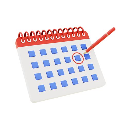 3d Illustration Icon Of Red Blue Calendar Date With Pen 24830873 Png