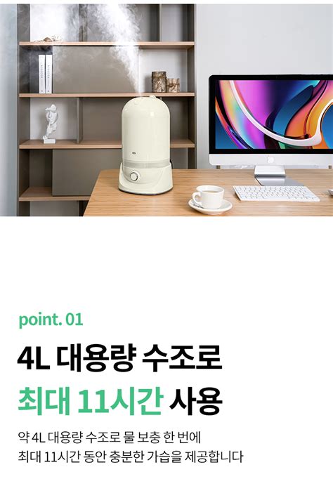 오아 이글루 대용량 초음파 가습기 4l 상부급수 통세척 감도 깊은 취향 셀렉트샵 29cm