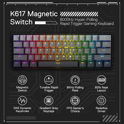 Redragon K617 Magnetic Hall Effect Gaming Keyboard Ultra Responsive