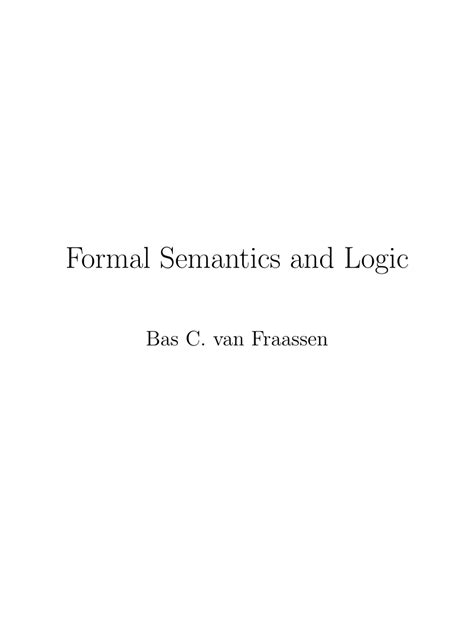 Pdf Formal Semantics And Logic