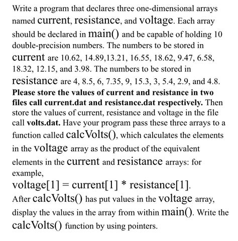 solved write a program that declares three one dimensional