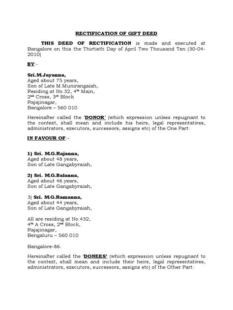 Rectification Deed Jayanna Pdf Civil Law Legal System Law And