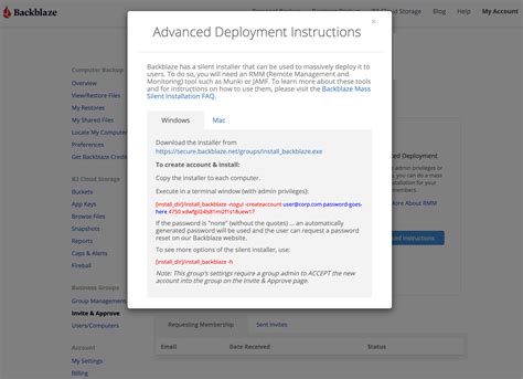 Mac Silent Deployment Backblaze Help