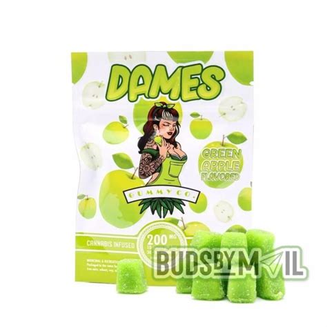 Dames Sour Green Apple Gummies 200mg Thc Budsbymailcc