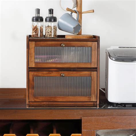 One Allium Way Bread Box For Kitchen Countertop Wooden Bread Storage