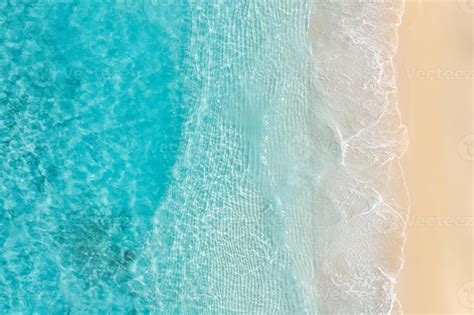 Summer Nature Landscape Aerial View Of Sandy Beach And Ocean With Waves Beautiful Tropical