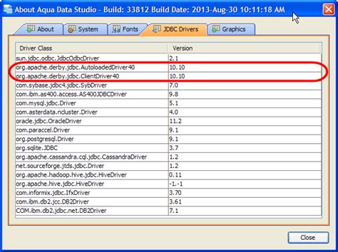 Apache Derby JDBC Drivers Configuration
