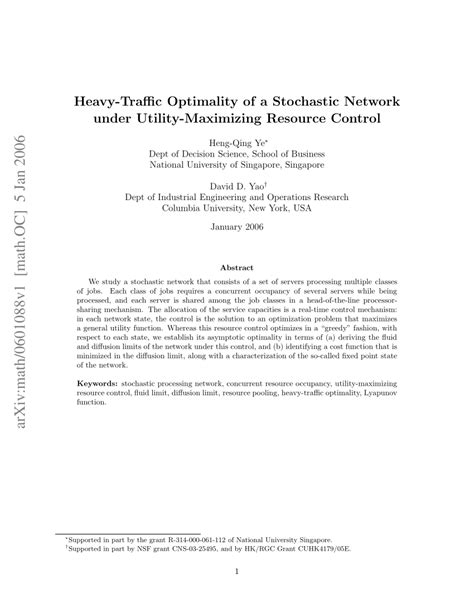 pdf heavy traffic optimality of a stochastic network under utility