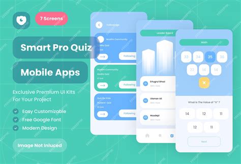 Premium Psd Quiz Mobile Apps Ui Kit Template
