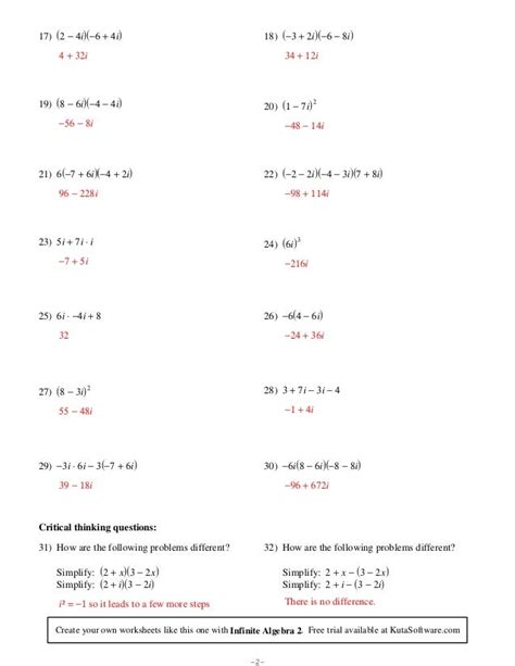Simplifying Complex Numbers Worksheet Answers Kuta Software Doris