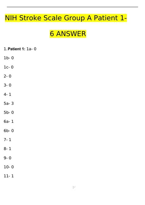NIH Stroke Scale Group A Patient 1 6 ANSWER Questions With 100 Correct Answers Updated