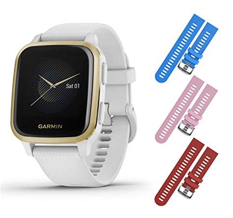 Garmin Venu Sq Gps Fitness Smartwatch And Included Wearable U Straps Bundle Blue Pink Red