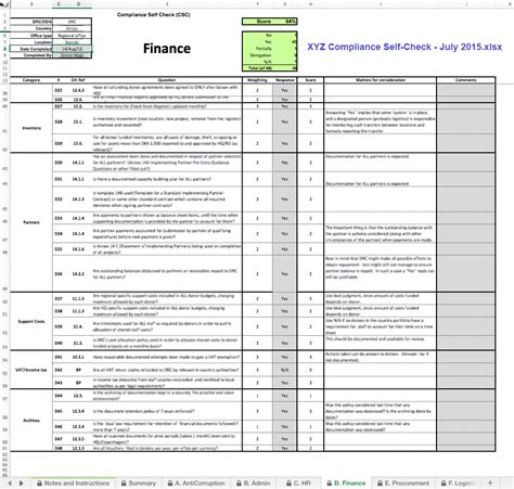 Compliance Self Check Csc