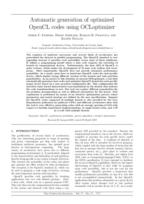 Pdf Automatic Generation Of Optimized Opencl Codes Using Ocloptimizer