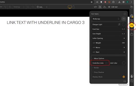 Remove Underline From Text Link In Cargo Collective Cargo Site Tutorials