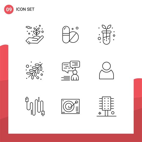 Set Of 9 Vector Outlines On Grid For Man Support Biology Communication Work Editable Vector