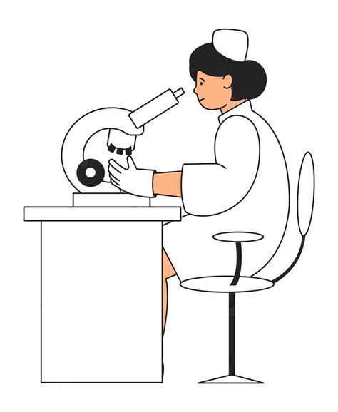 Premium Vector Woman Looking In Microscope Medical Laboratory Worker