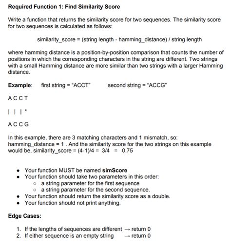Solved Required Function 1 Find Similarity Score Write A