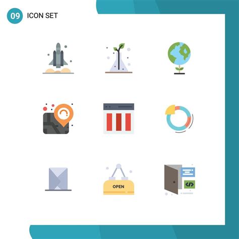 9 Thematic Vector Flat Colors And Editable Symbols Of Interface Communication Eco Columns Map
