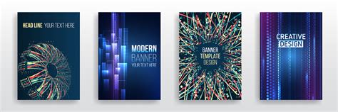 현대 과학 및 디지털 기술 개념 브로셔또는 하이테크 요소 배경으로 커버를 위한 벡터 템플릿입니다 파란색 레이아웃 미래 브로셔 전단지 플래카드 0명에 대한 스톡 벡터 아트 및