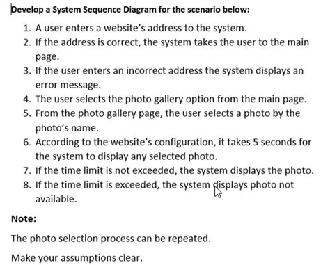 Solved Develop A System Sequence Diagram For The Scenario Chegg Com