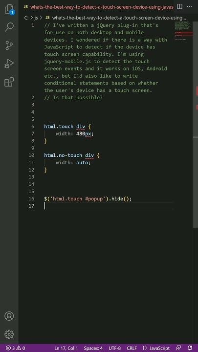 Jquery Whats The Best Way To Detect A Touch Screen Device Using Javascript Youtube