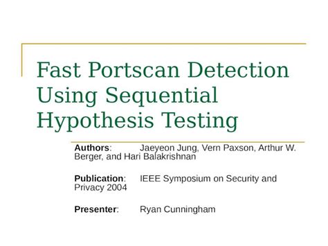 Ppt Fast Portscan Detection Using Sequential Hypothesis Testing