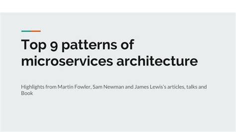 9 Patterns Of Microservices Pdf Internet Computing