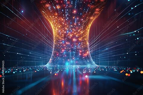 Big Data Technology And Information Funnel Concept Large Digital Funnel With Online Data As