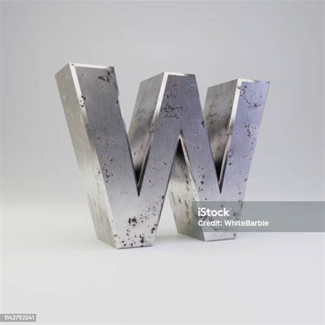 금속 문자 W 대문자 3d 렌더 긁힌 녹슨 금속 글꼴 흰색 배경에 고립 0명에 대한 스톡 사진 및 기타 이미지 0명 3차원