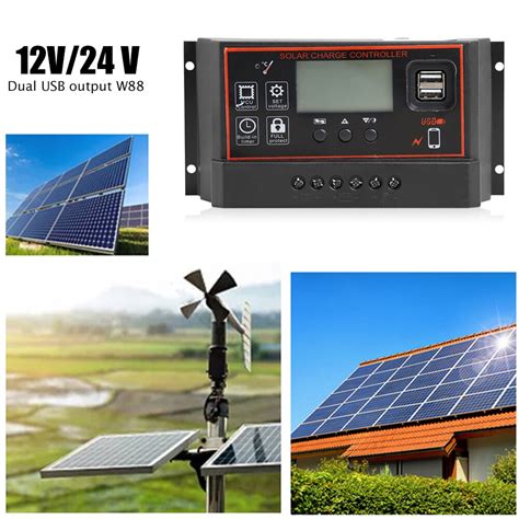 Dual Lcd Solar Panel Charger Controller Regulator Grandado