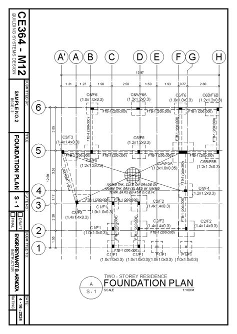 Structural Framing Plans For Two Storey Residence Bsce 3 Studocu