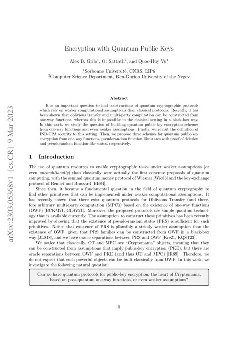 Pdf Encryption With Quantum Public Keys