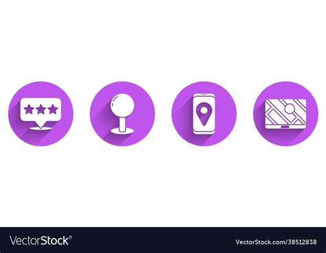 Set Map Pointer With Star Push Pin City Map Vector Image