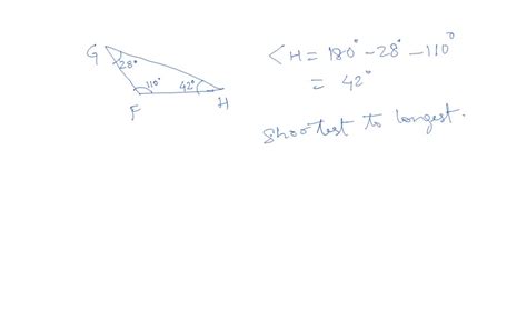 solved list the sides of the given triangle from shortest to longest