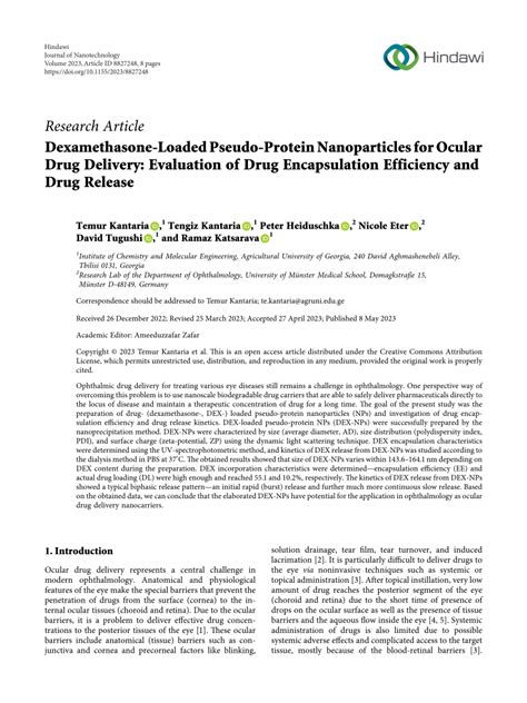 Pdf Dexamethasone Loaded Pseudo Protein Nanoparticles For Ocular Drug Delivery Evaluation Of