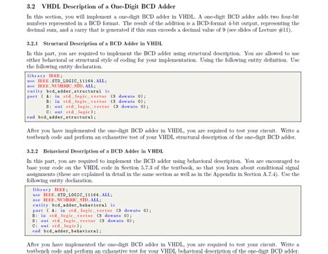 32 Vhdl Description Of A One Digit Bcd Adder In This