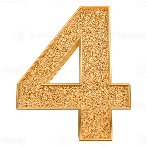 Ouro 3d Número 4 36309146 Png