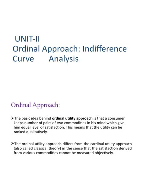 Unit Ii Ordinal Approach Pdf Utility Consumers