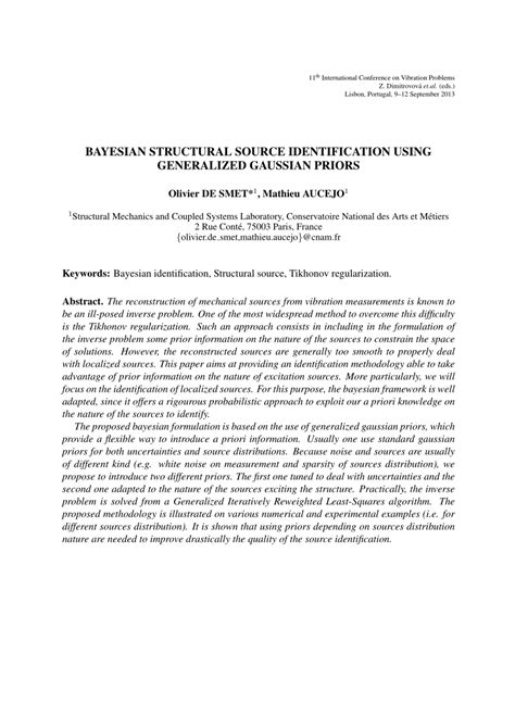 Pdf Bayesian Structural Source Identification Using Generalized Gaussian Priors