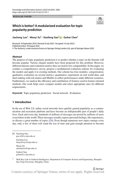 Which Is Better A Modularized Evaluation For Topic Popularity Prediction Request Pdf