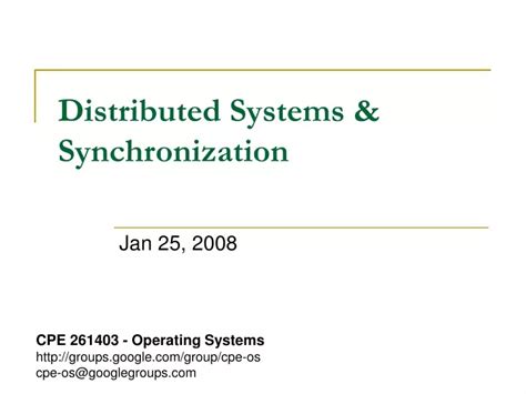 Ppt Distributed Systems And Synchronization Powerpoint Presentation