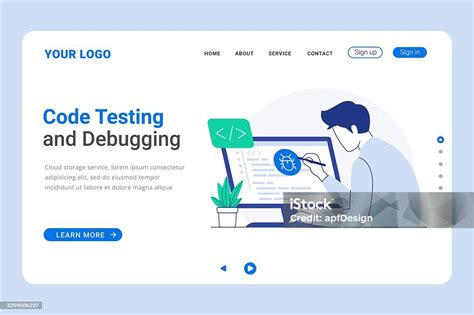소프트웨어 개발자 서비스 및 프로그래머를 위한 랜딩 페이지 템플릿 개념에 대한 스톡 벡터 아트 및 기타 이미지 개념 개발 검색 엔진 Istock