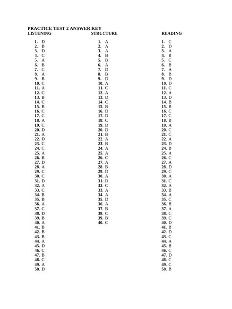 Practice Test 2 Answer Key Pdf